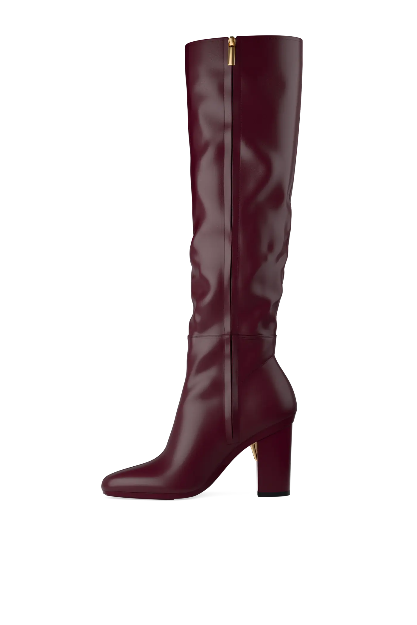 The Blake Knee High Boot - Cherry Mocha Leather 4 Block