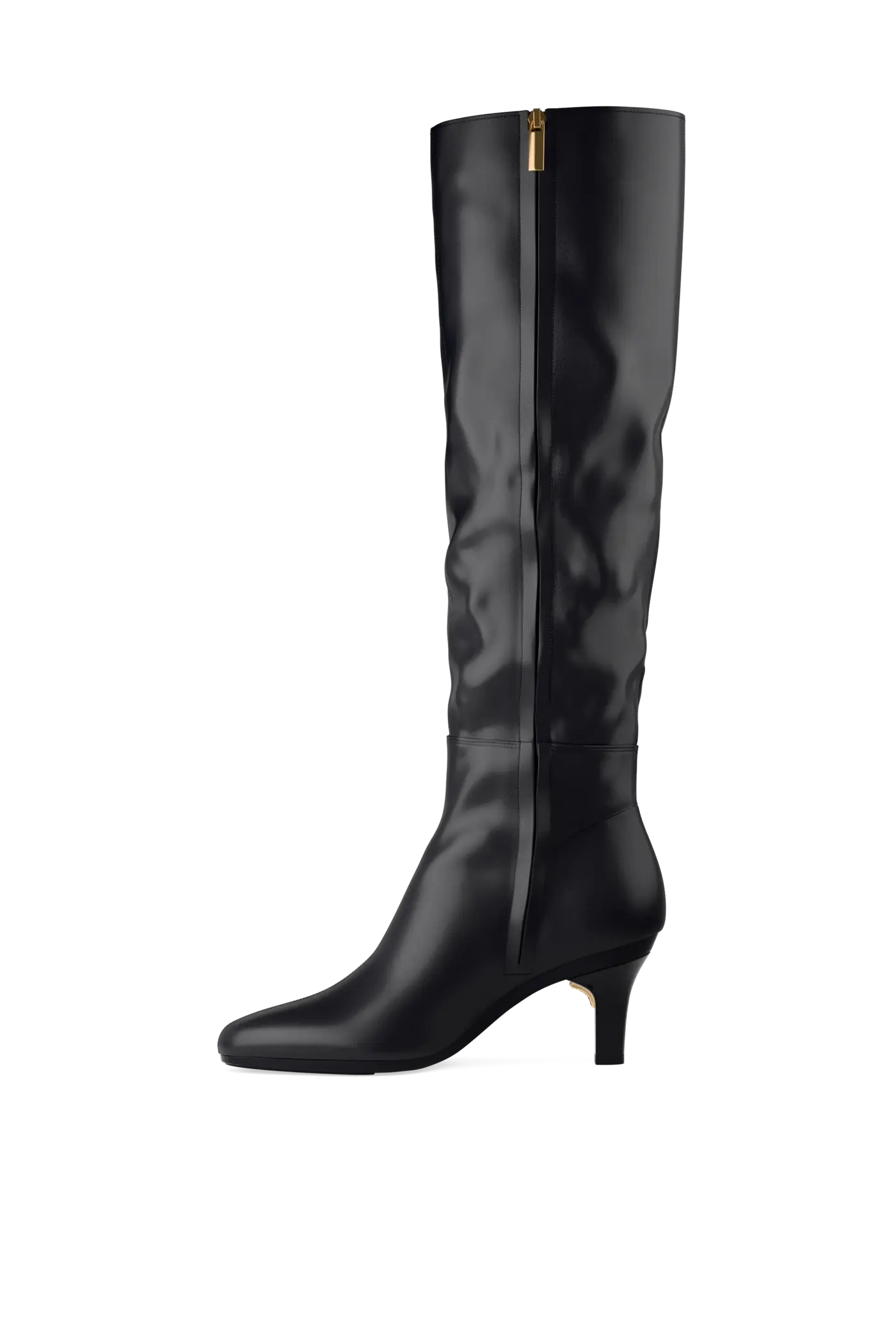 The Blake Knee High Boot - Coal Leather 3 Stiletto