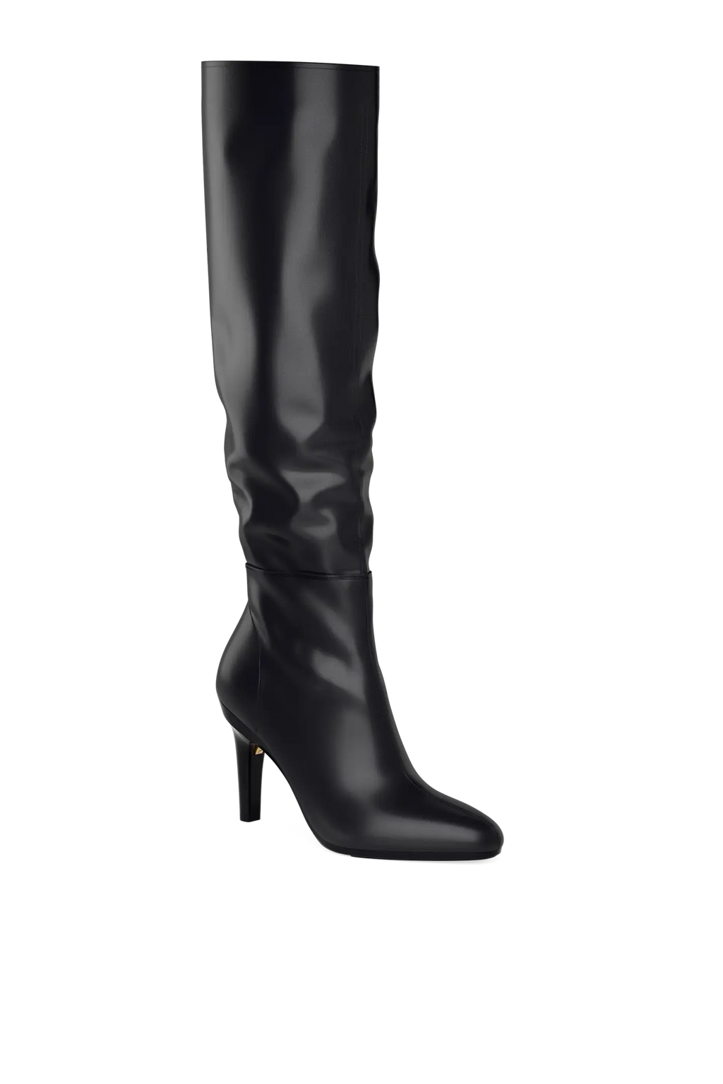The Blake Knee High Boot - Coal Leather 4 Stiletto