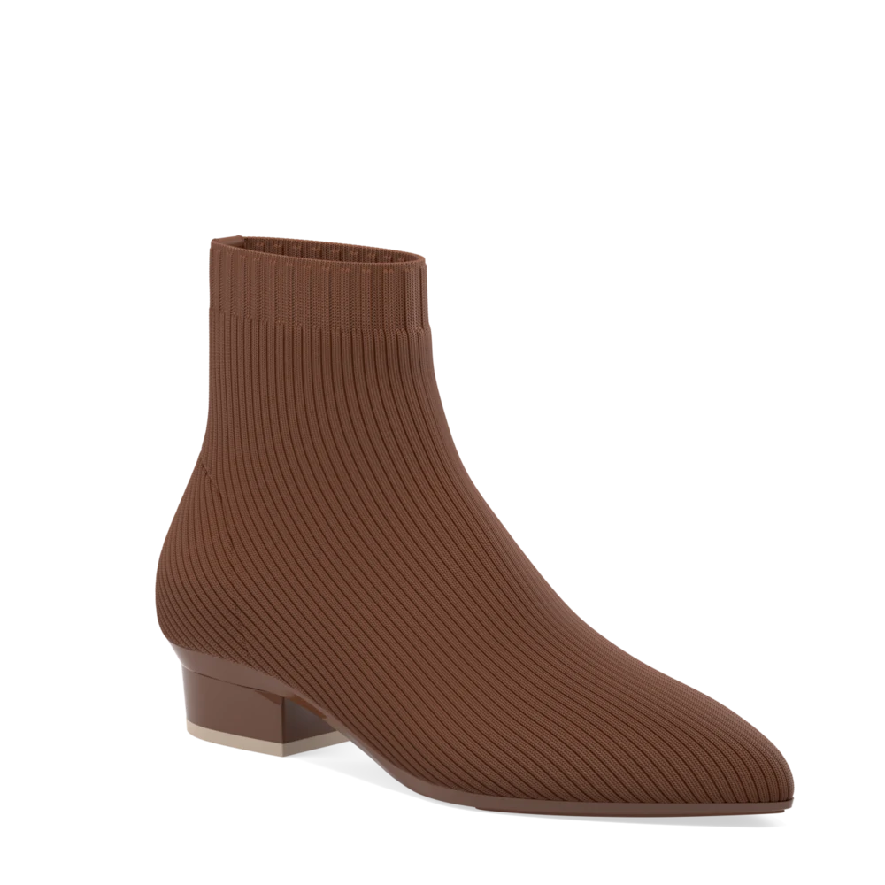 The Bootie Walnut Knit + Block Heel Kit 3 Walnut
