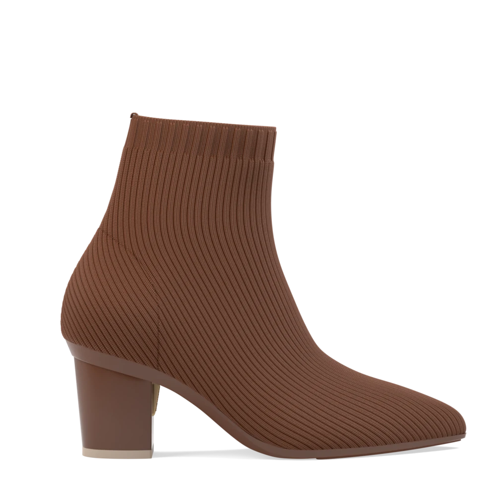 The Bootie Walnut Knit + Block Heel Kit 3 Walnut - FINAL SALE