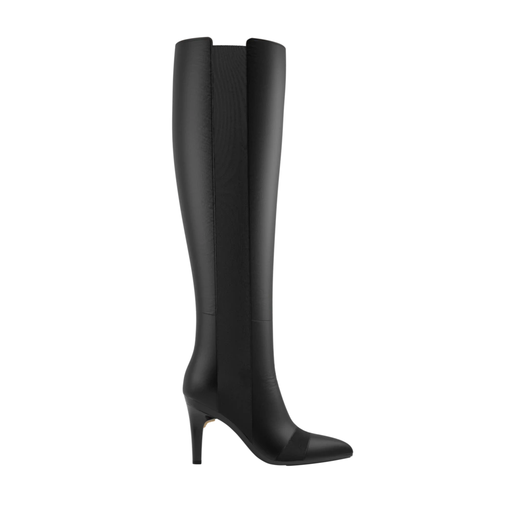 The Knee High Boot Coal Leather + Stiletto Heel Kit 4 Coal - FINAL SAL