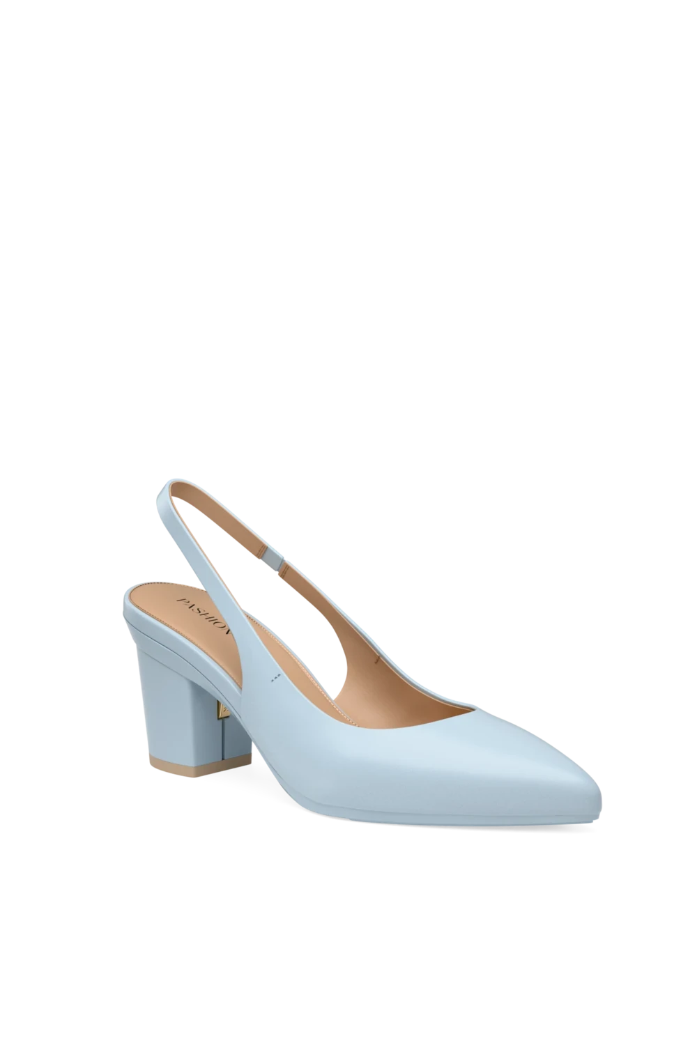 The Slingback - Baby Blue Leather 3 Block