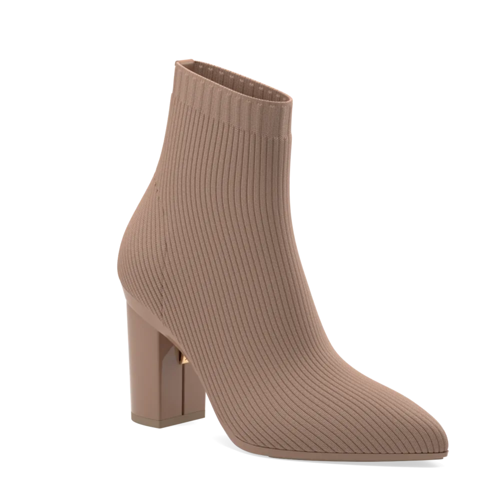 The Bootie - Latte Knit + Block Heel Kit 4 Latte